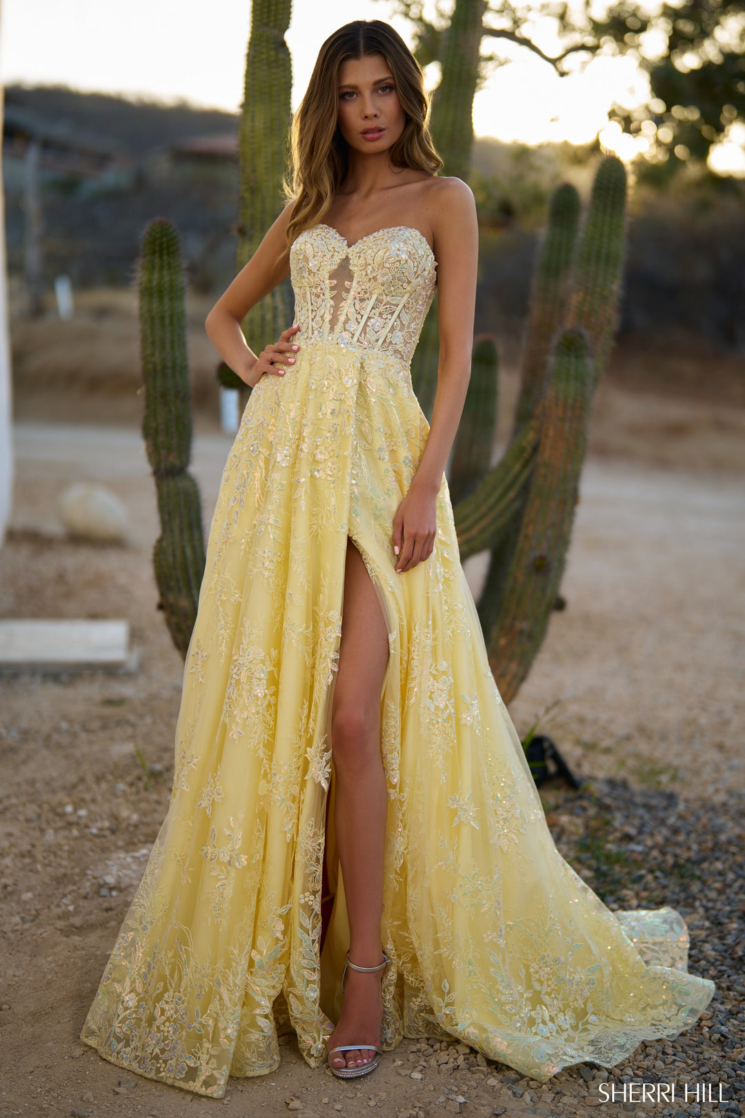 Color Yellow High Low Prom Dress Sherri Hill Prom Dress 56577A 000-6 ...